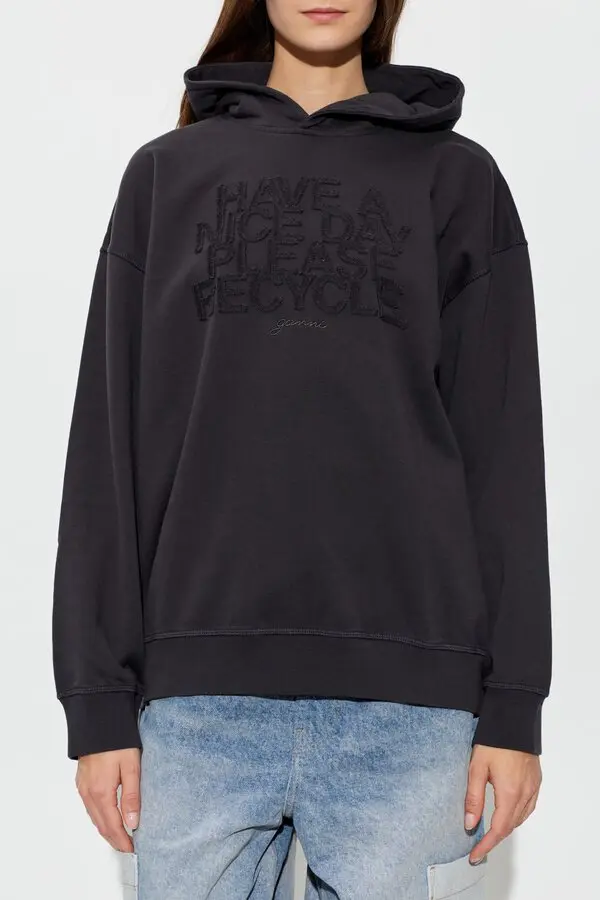 GANNI Embroidered Cotton Hoodie
