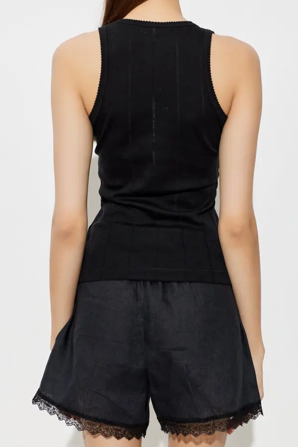 GANNI Knit Tank Top With Heart Appliqu