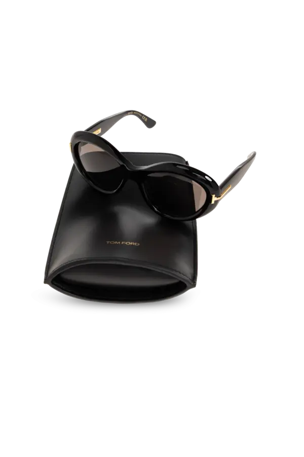 TOM FORD Oval Sunglasses With Gold Tone T Detail
