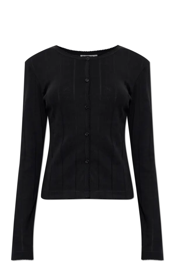 GANNI Fitted Cardigan With Vertical Ribbing