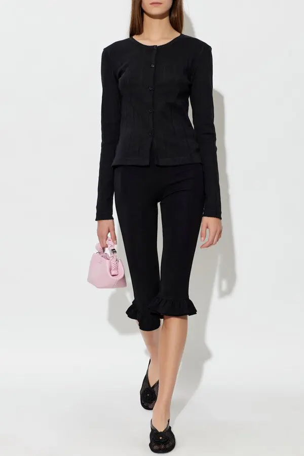 GANNI Fitted Cardigan With Vertical Ribbing
