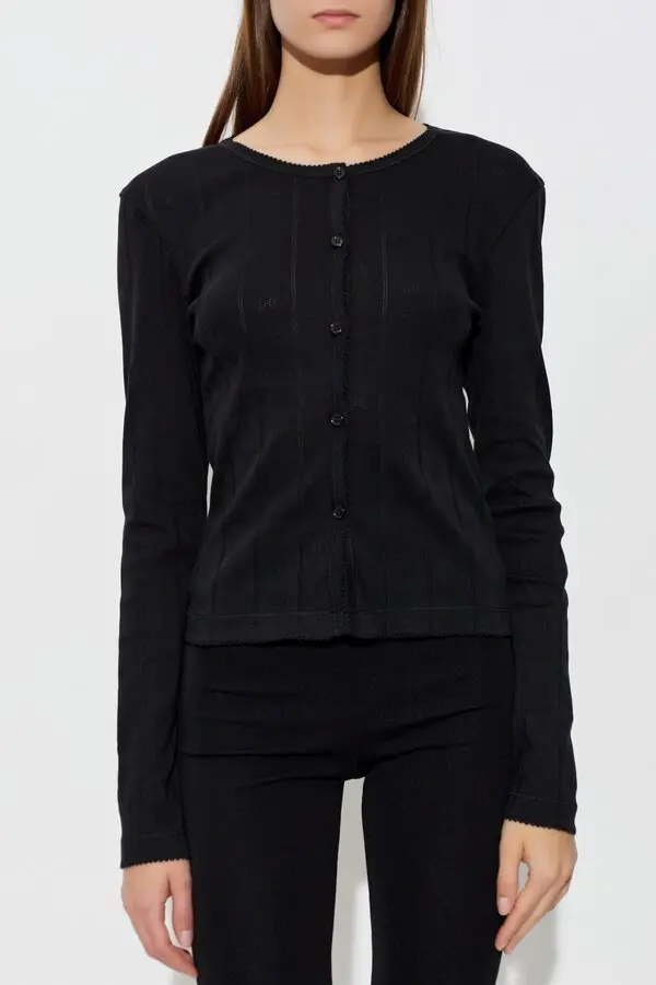 GANNI Fitted Cardigan With Vertical Ribbing