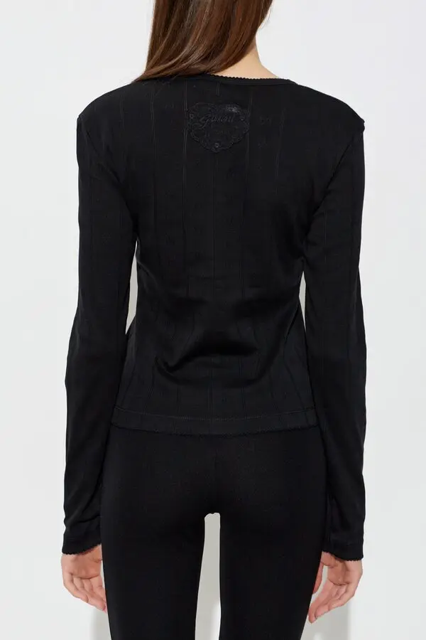 GANNI Fitted Cardigan With Vertical Ribbing