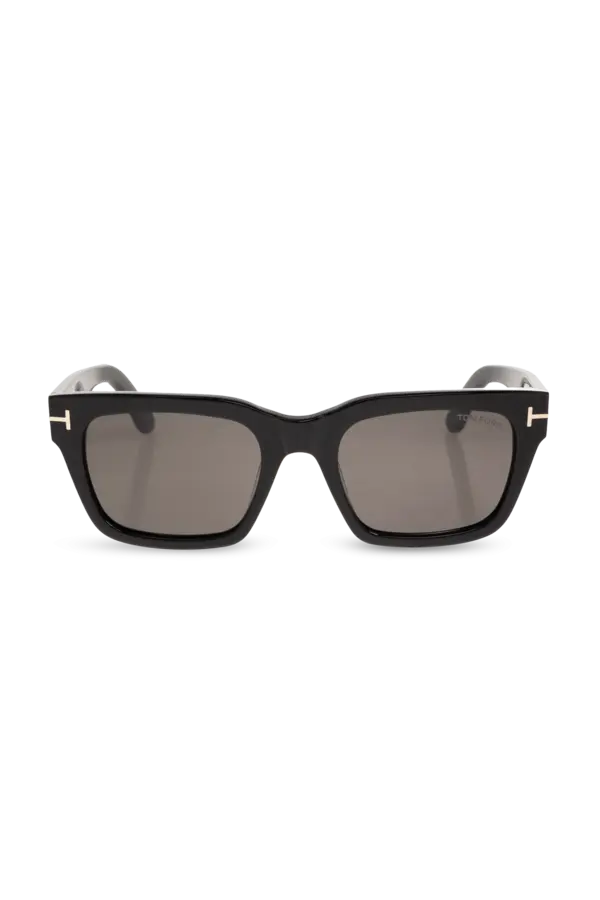 TOM FORD Rectangular Full Rim Sunglasses With Metallic Detail - Black