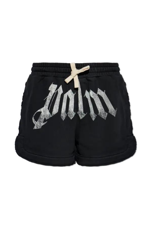 Palm Angels Logo Print Cotton Shorts