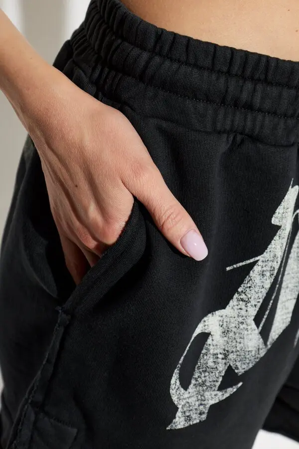 Palm Angels Logo Print Cotton Shorts