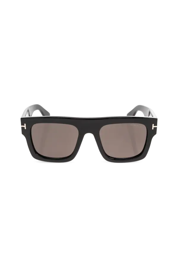 TOM FORD Acetate Rectangle Sunglasses With Metallic T Detail - Black