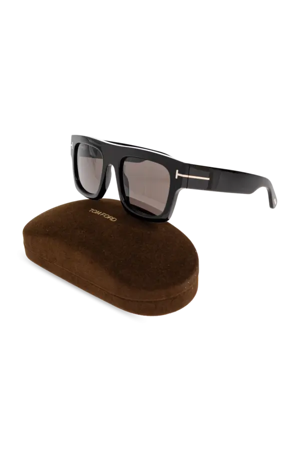 TOM FORD Acetate Rectangle Sunglasses With Metallic T Detail