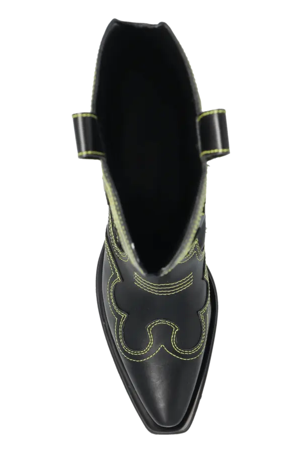 GANNI Full-grain Leather Boots With Contrast Stitching