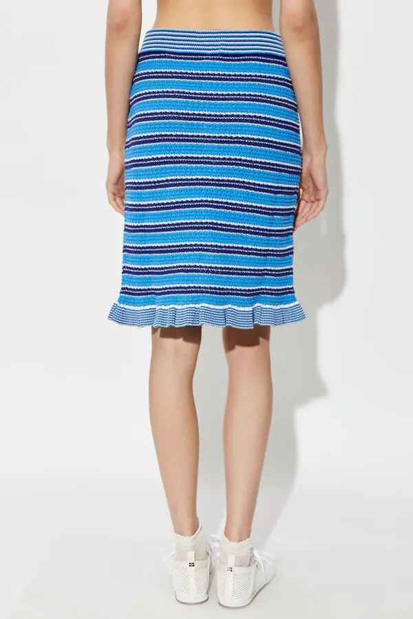 GANNI Striped Knit Knee-length Skirt With Ruffle Hem