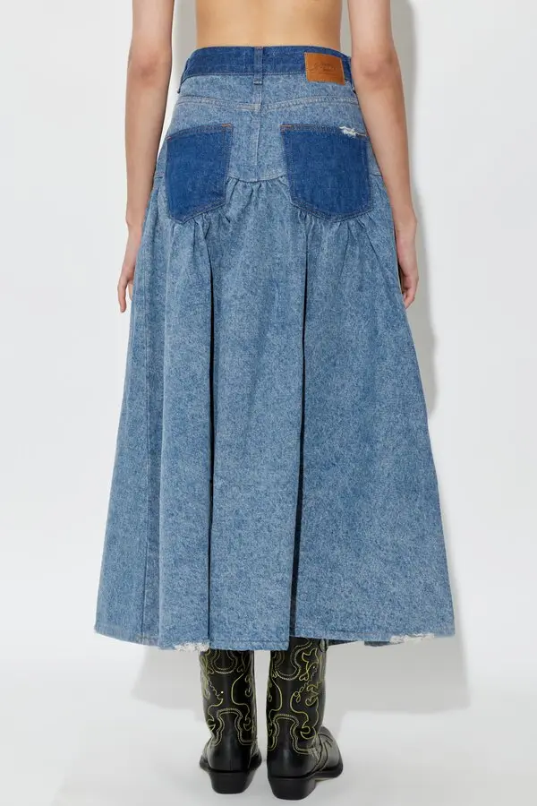 GANNI Vintage Effect Denim Midi Skirt - Blue