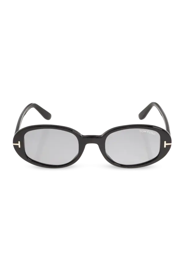 TOM FORD Oval Sunglasses With Gold Tone Detail - Black