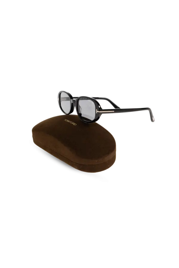 TOM FORD Oval Sunglasses With Gold Tone Detail - Black