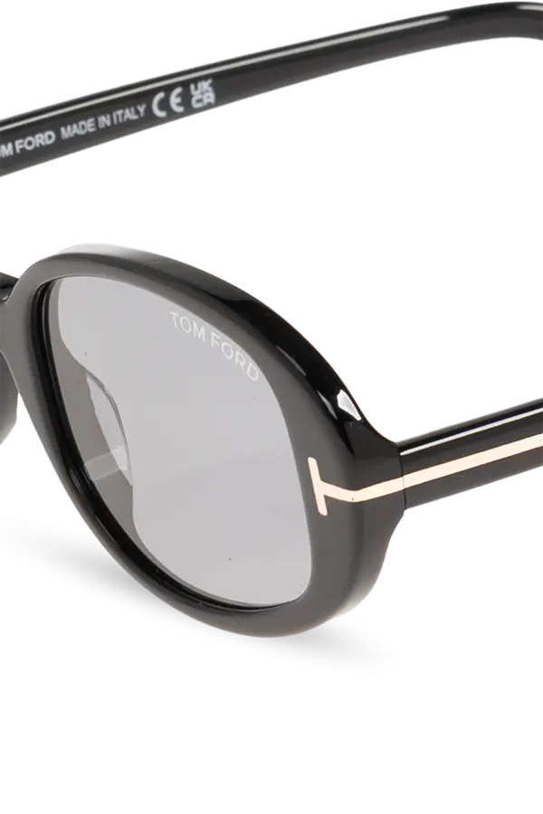 TOM FORD Oval Sunglasses With Gold Tone Detail - Black