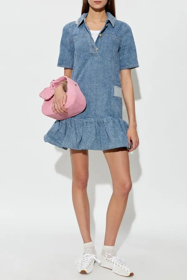 GANNI Distressed Denim A-line Dress