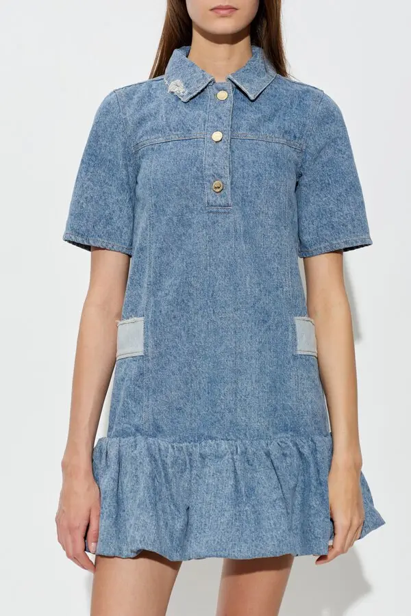 GANNI Distressed Denim A-line Dress