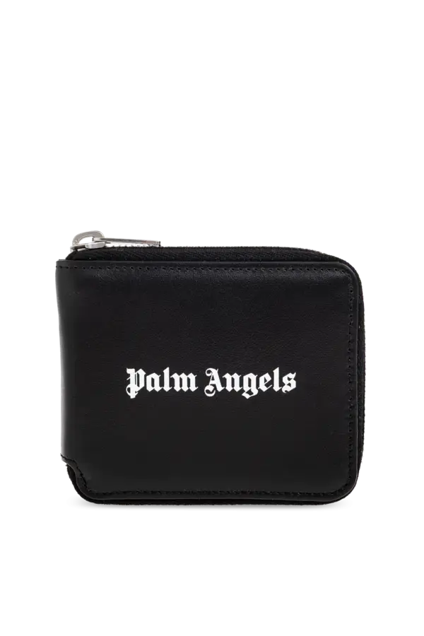 Palm Angels Leather Wallet With Logo - Black