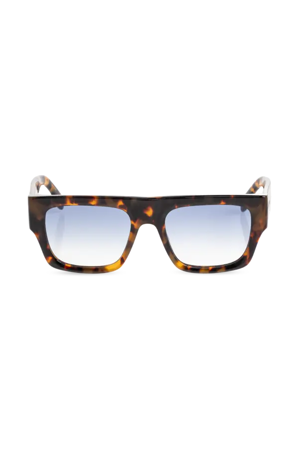 Palm Angels Tortoiseshell Pattern Rectangle Sunglasses With Gold Tone Logo