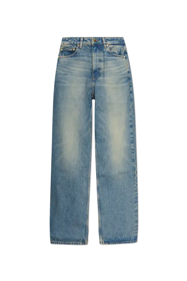 GANNI Vintage Effect Wide Leg Jeans - Blue