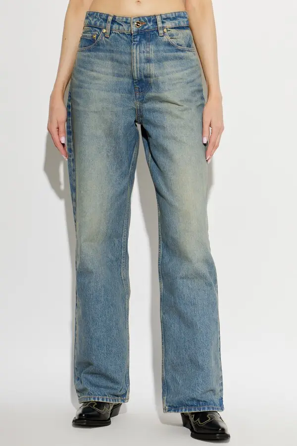 GANNI Vintage Effect Wide Leg Jeans - Blue