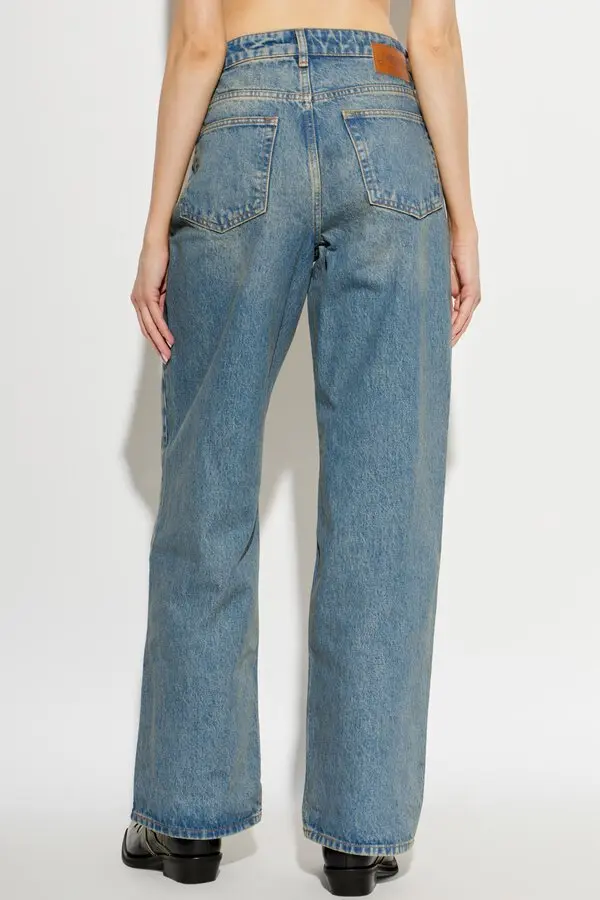 GANNI Vintage Effect Wide Leg Jeans - Blue