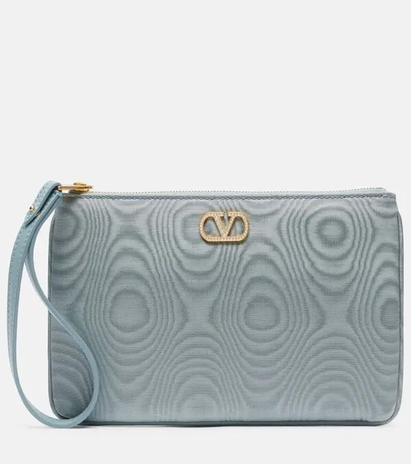 Valentino Garavani Vlogo Signature Embellished Pouch - Blue