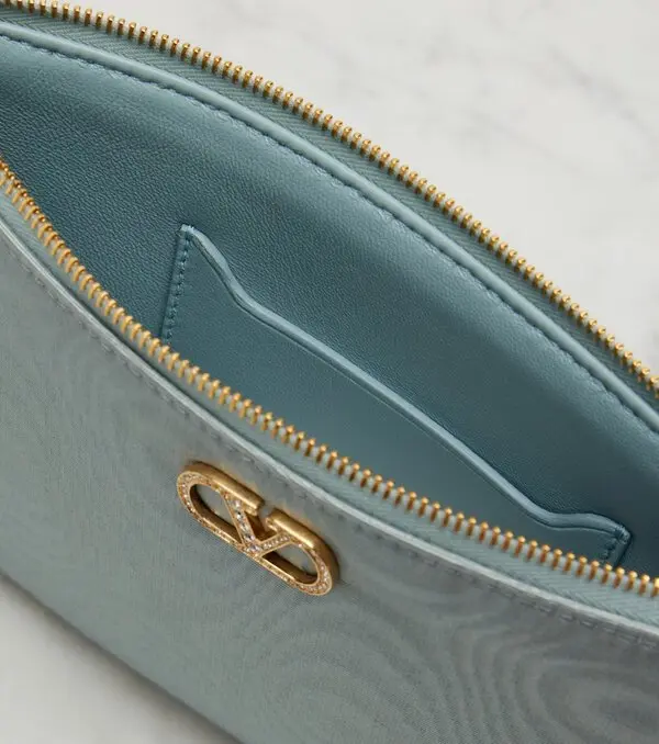 Valentino Garavani Vlogo Signature Embellished Pouch - Blue
