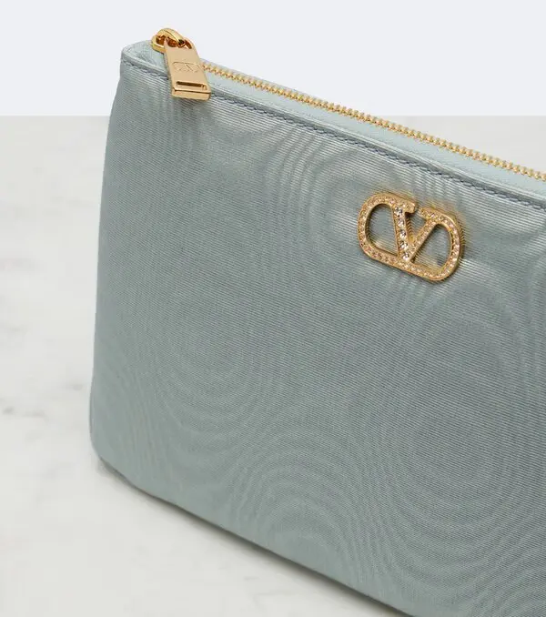 Valentino Garavani Vlogo Signature Embellished Pouch - Blue