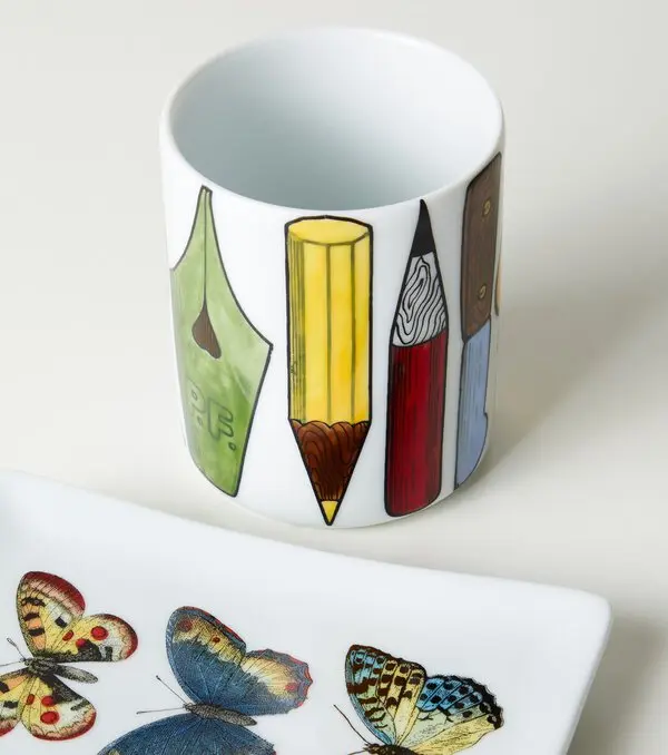 FORNASETTI Strumenti Scrittura Porcelain Pen Pot - White
