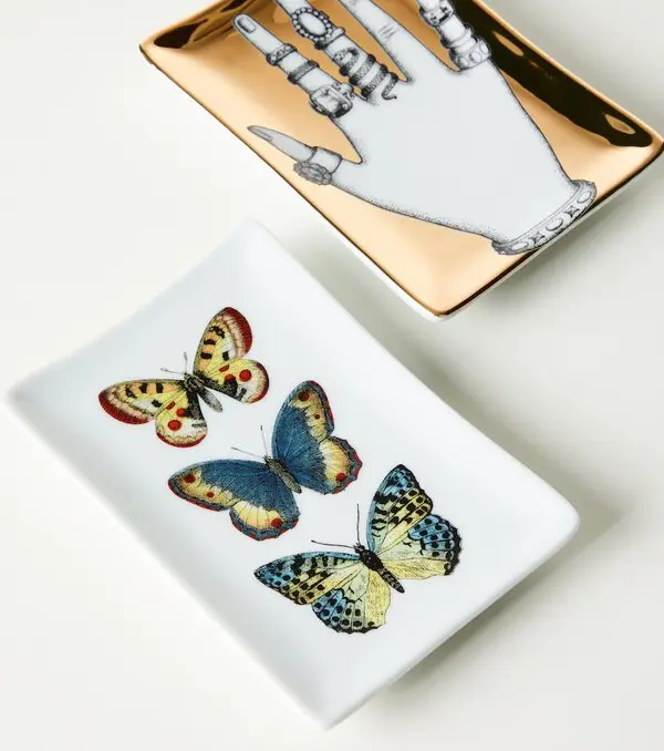 FORNASETTI Farfalle Porcelain Ashtray - White