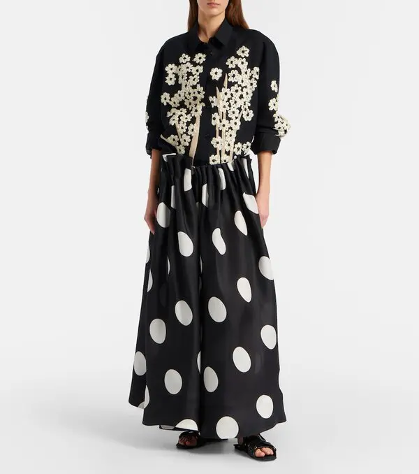 Khaite Riley Polka-dot Silk Maxi Skirt