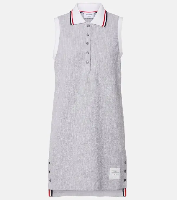 Thom Browne Cotton-blend Tweed Polo Dress - Grey