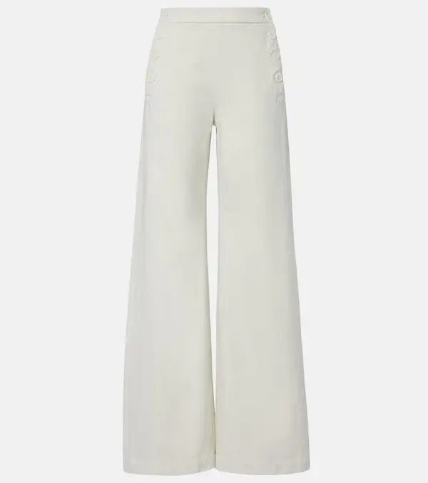 NILI LOTAN Cotton Wide-leg Pants - White
