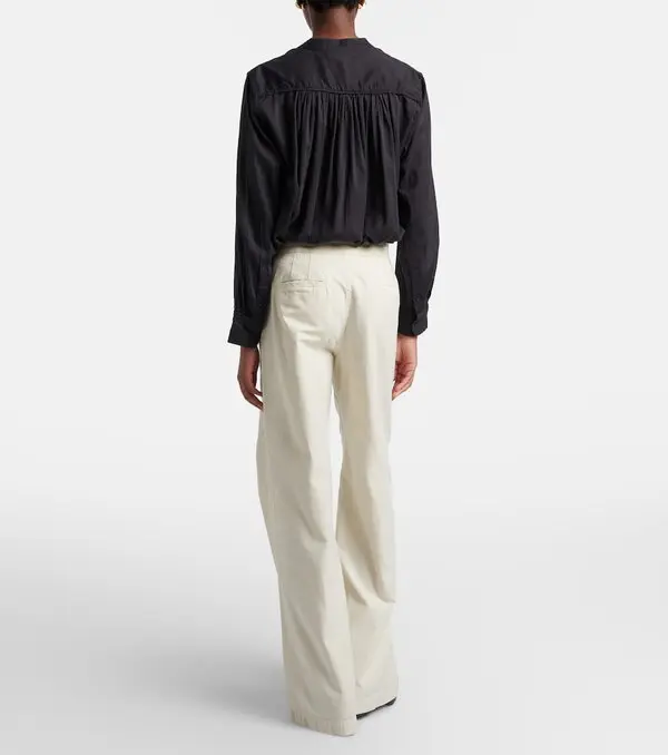 NILI LOTAN Cotton Wide-leg Pants - White
