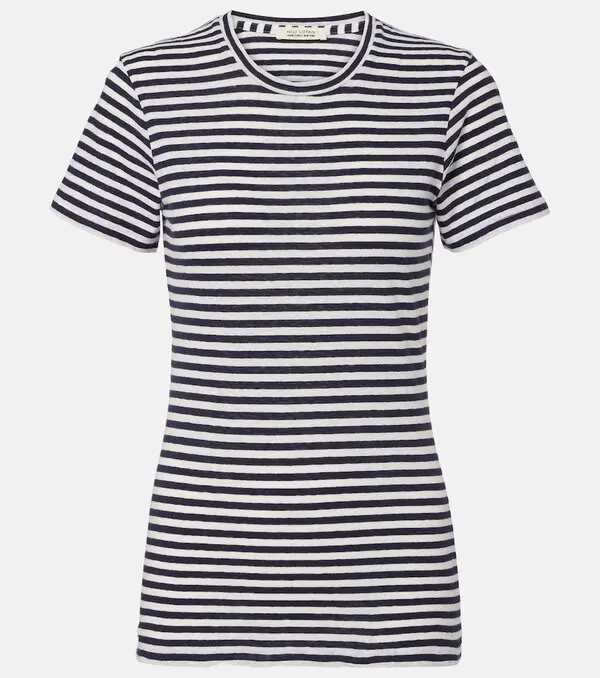 NILI LOTAN Lana Striped Cotton Jersey T-shirt - Blue