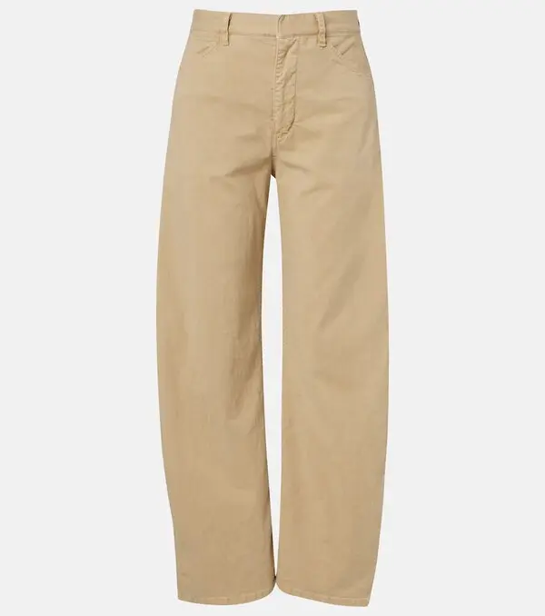 NILI LOTAN Tribeca Cotton Twill Barrel-leg Pants - Beige