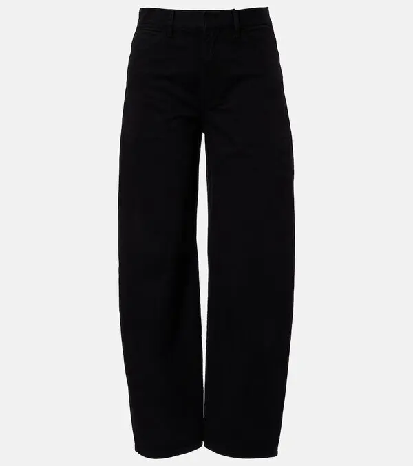 NILI LOTAN Tribeca Cotton Twill Barrel-leg Pants - Black