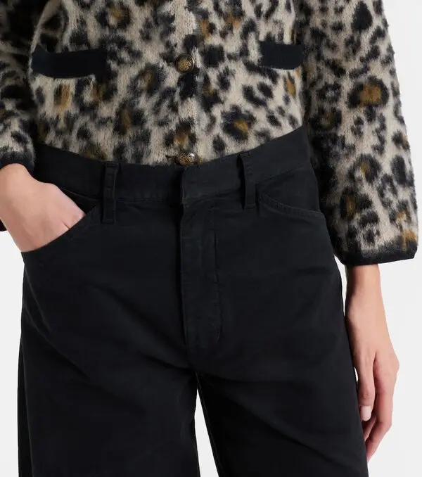 NILI LOTAN Tribeca Cotton Twill Barrel-leg Pants - Black