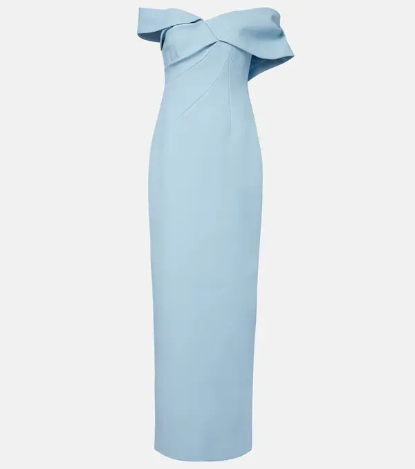 Rachel Gilbert Maddie Draped Off-shoulder Crêpe Gown - Blue