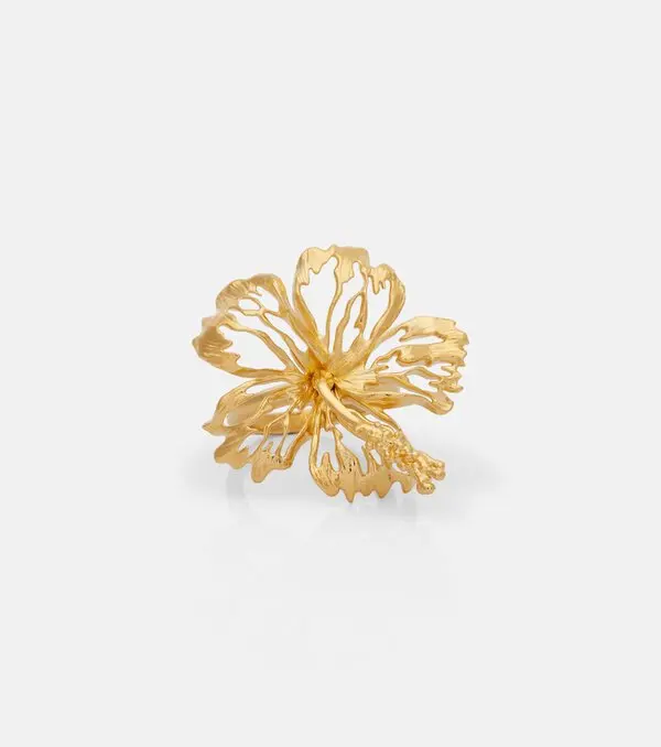 Oscar De La Renta Hibiscus Flower Ring - Gold