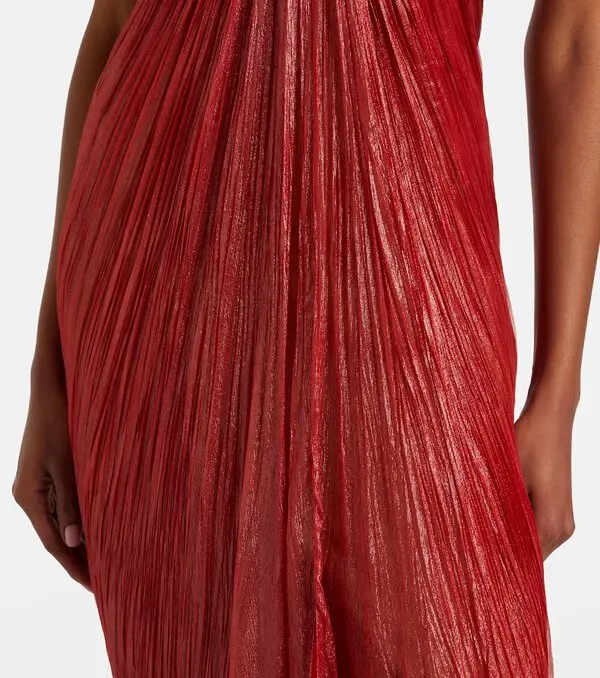 MARIA LUCIA HOHAN Victoria Bustier Gown Blood Orange Silk Muslin - Red