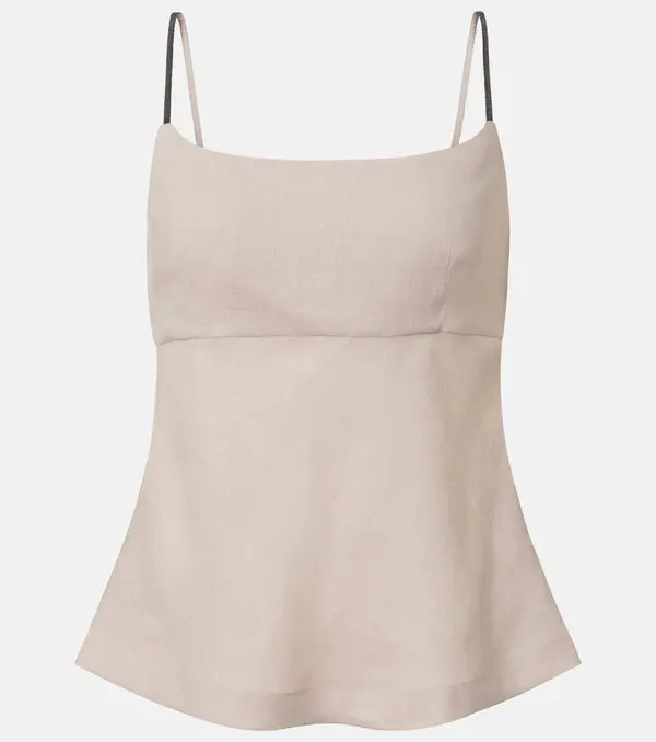 Brunello Cucinelli Monili Linen Top - Beige