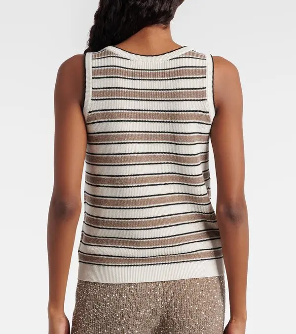 Brunello Cucinelli Striped Cotton-blend Top