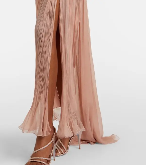MARIA LUCIA HOHAN Ananda Pleated Silk Muslin Bustier Gown