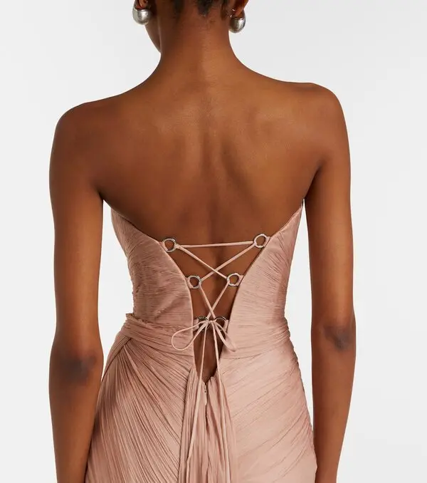 MARIA LUCIA HOHAN Ananda Pleated Silk Muslin Bustier Gown