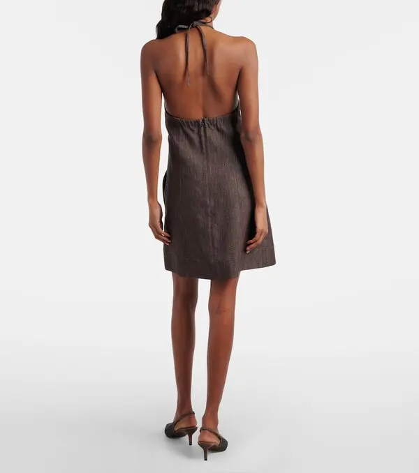 Brunello Cucinelli Halterneck Open-back Cotton Minidress