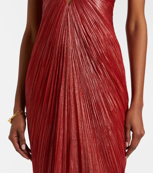 MARIA LUCIA HOHAN Rachel Draped Silk Muslin Bustier Gown - Red