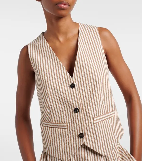 Brunello Cucinelli Striped Cotton-blend Vest