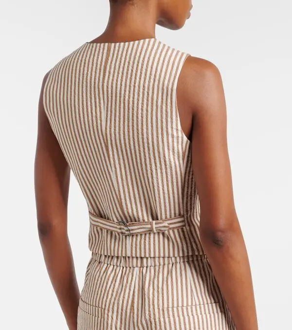Brunello Cucinelli Striped Cotton-blend Vest