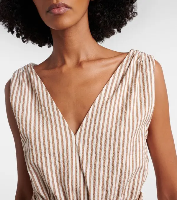 Brunello Cucinelli Striped Cotton-blend Minidress - Beige